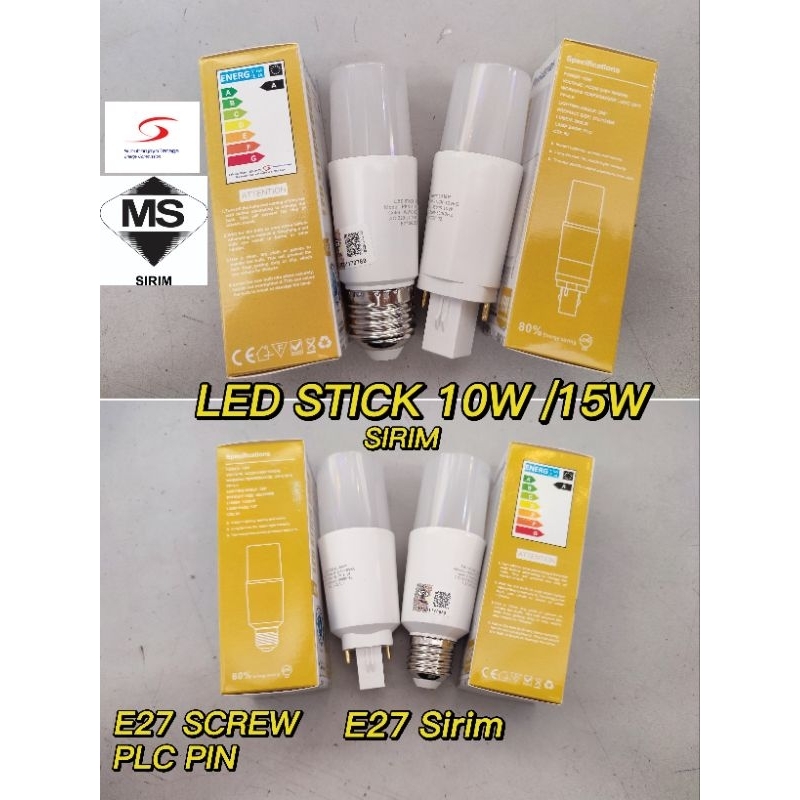(SIRIM) Led Stick Bulb 10W & 15W E27/PLC | Shopee Singapore