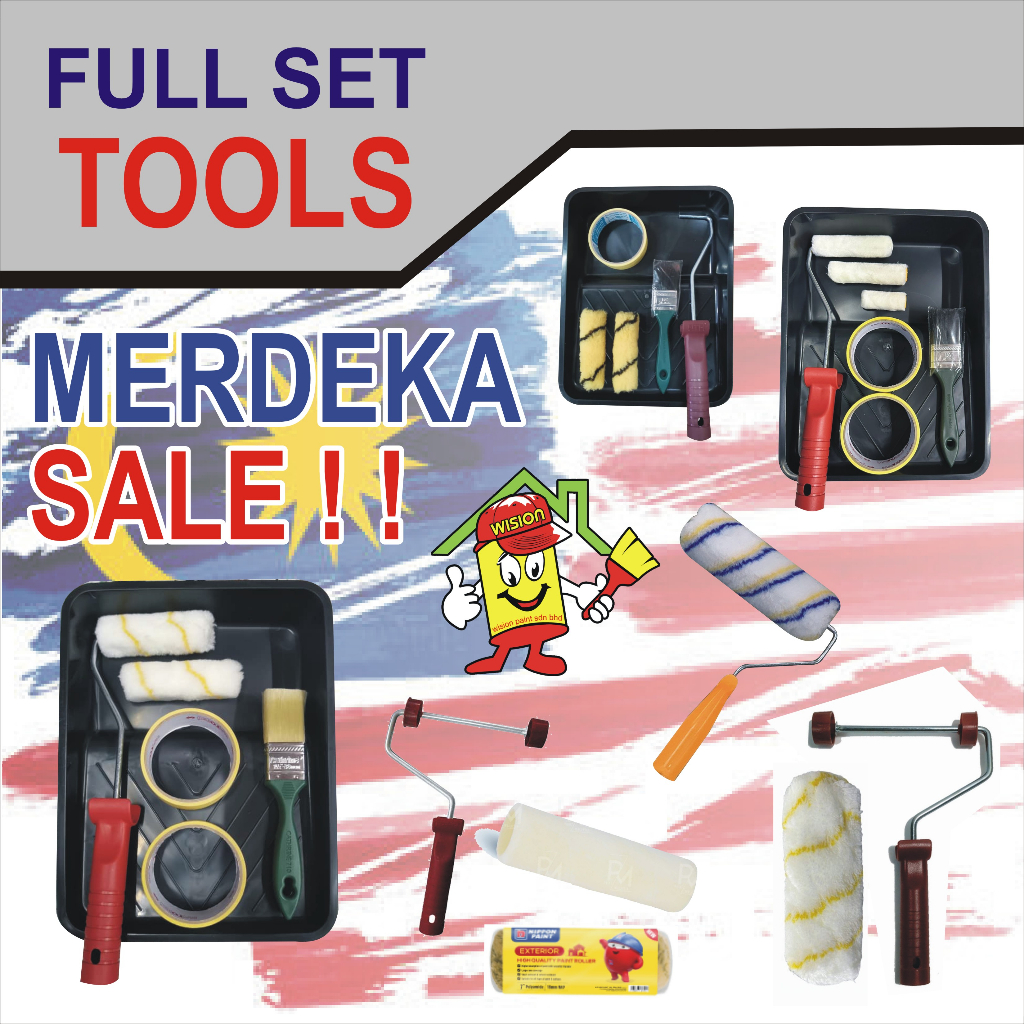 MERDEKA SET WALL PAINTING COMBO ROLLER/REFILL ROLLER/EPOXY ROLLER BRUSH ...