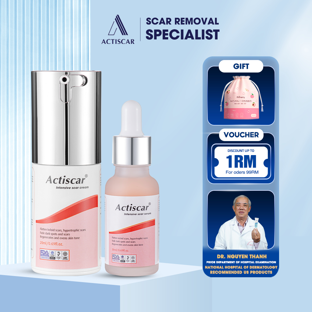 [COMBO 2] Actiscar Scar Removal Cream And Serum Prevents Keloids ...