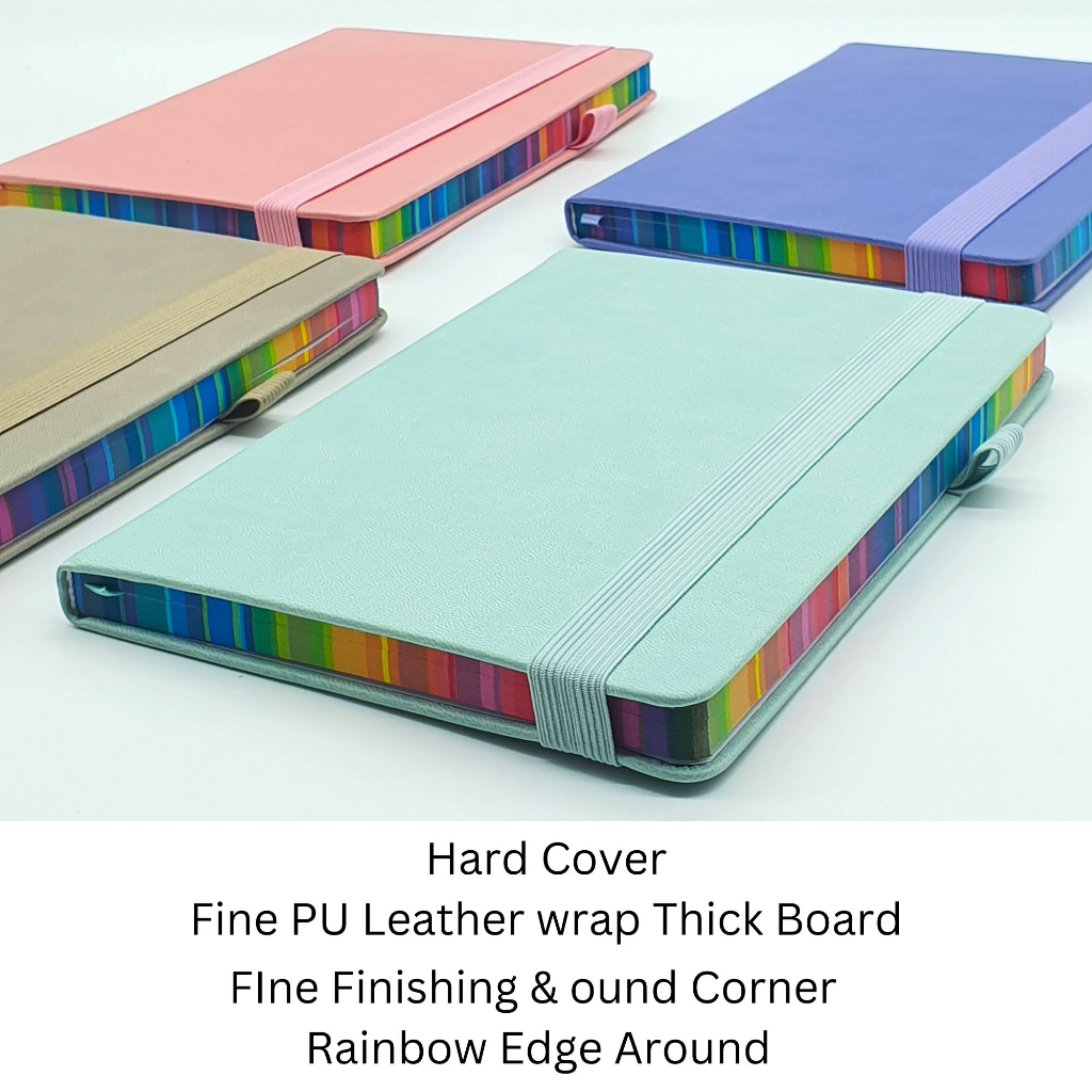 A5 PU Hardcover Leather Line Notebook Journal Planner Elastic Band Pen ...