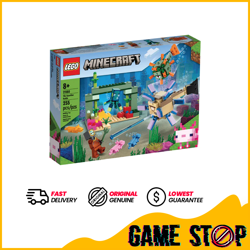 LEGO Minecraft The Guardian Battle Set, 21180 Coral Fish Toy, for Kids ...