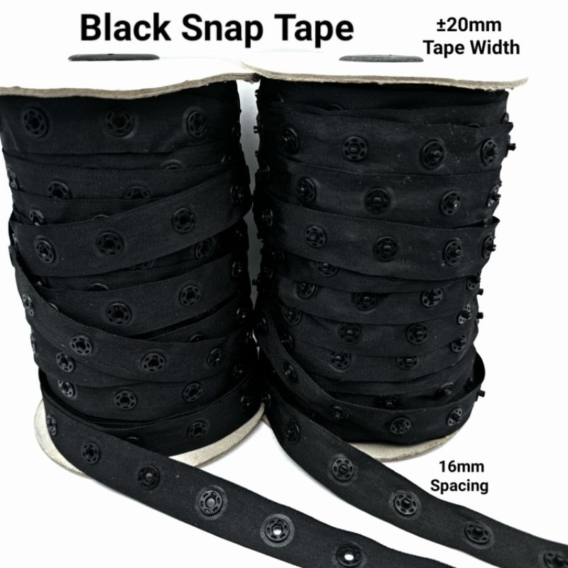 ±20mm Black Snap Tape Plastic Snap Fastener Tape Snap Button Tape ...