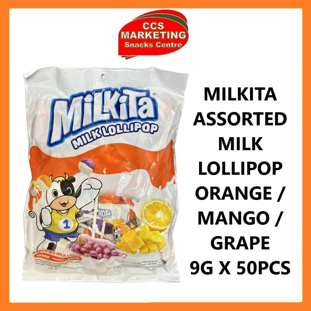 CCS Milkita Assorted Milk Lollipop Orange / Mango / Grape ( 9g x 50pcs ...