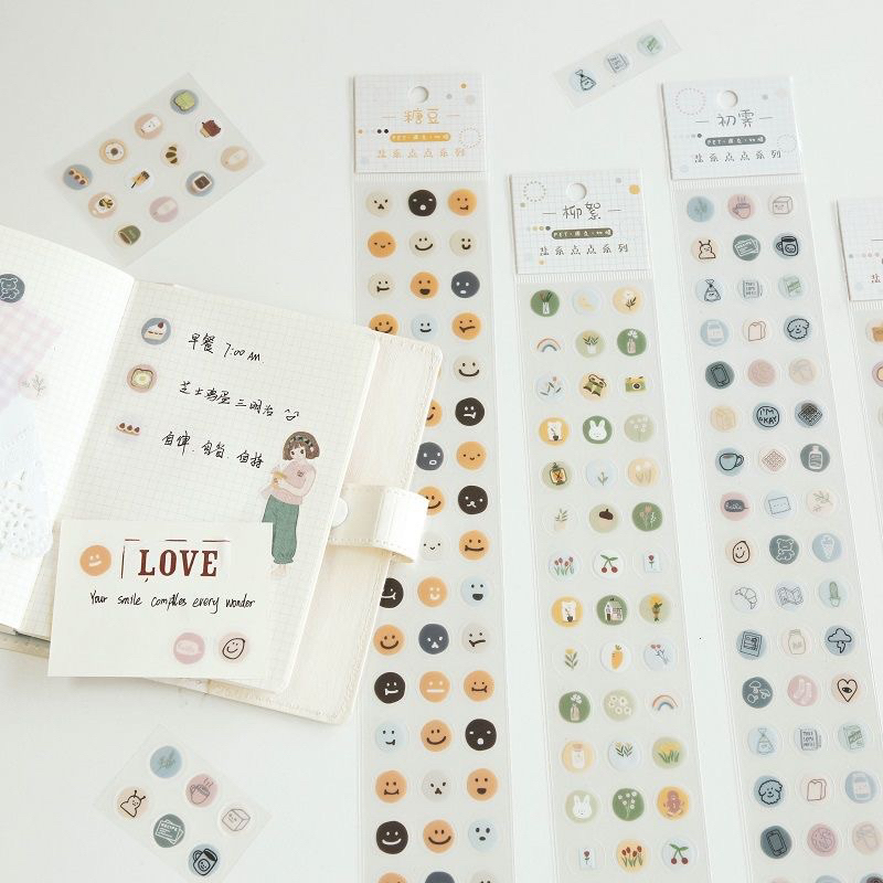 INS Cartoon Smiley Stickers/ Lifestyle Creative PET Stickers/ Cute Emoji Stickers/ 盐系雾面PET ...