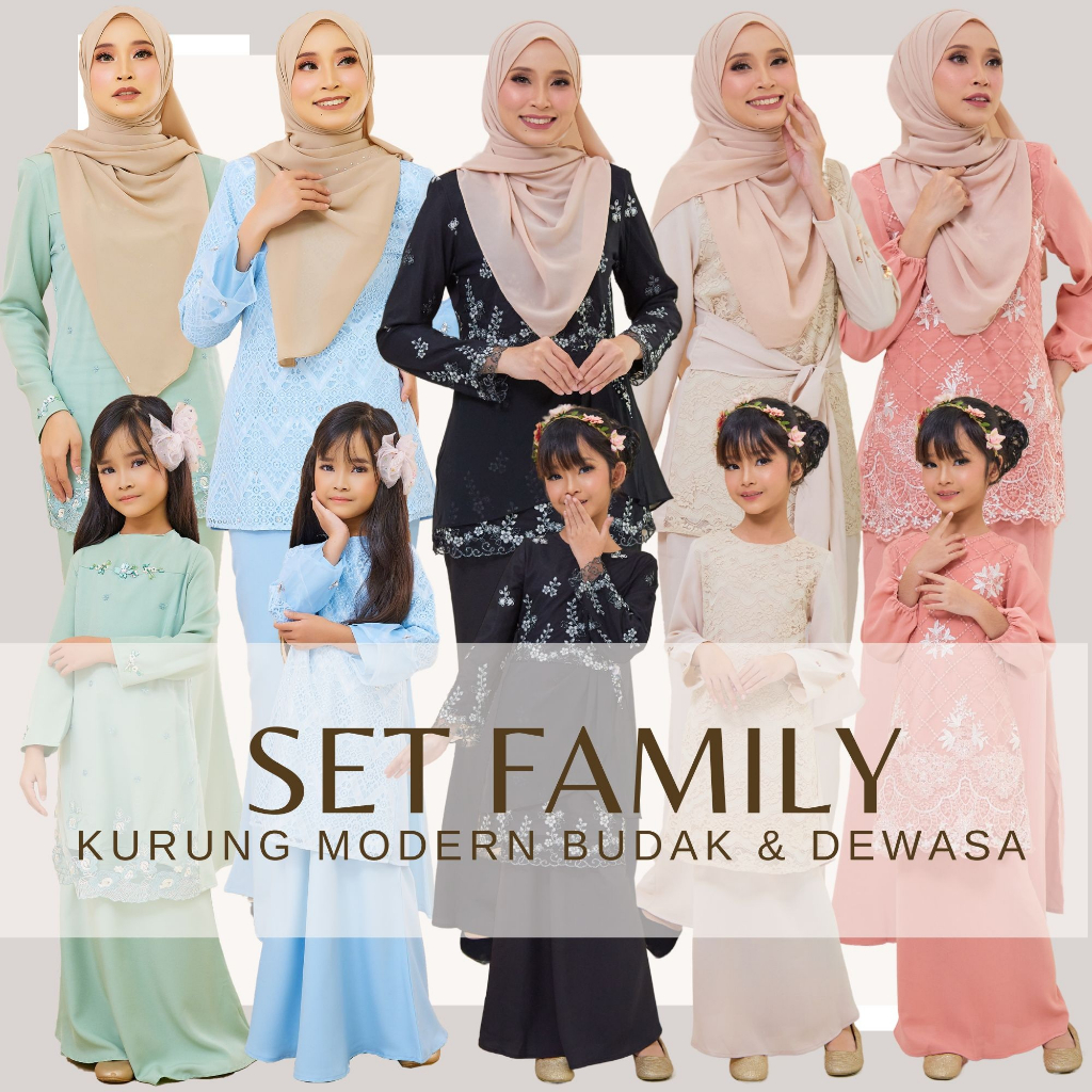 【KOLEKSI BAJU RAYA】Set Family KURUNG MODERN BUDAK Set Family WARNA ...