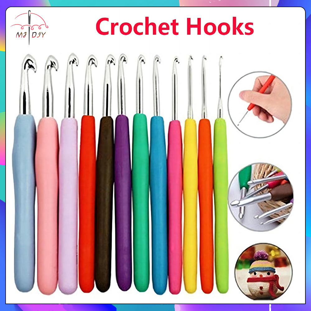 Jarum Kait Pemegang Getah (2.0-10.0mm)/Crochet Hook with rubber handle ...