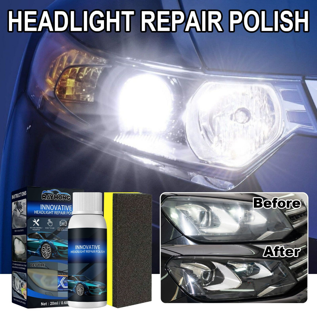 Car Headlamp Cleaner Polish 【Free Sponge】50ml 汽车大灯翻新修复液 | Shopee Singapore