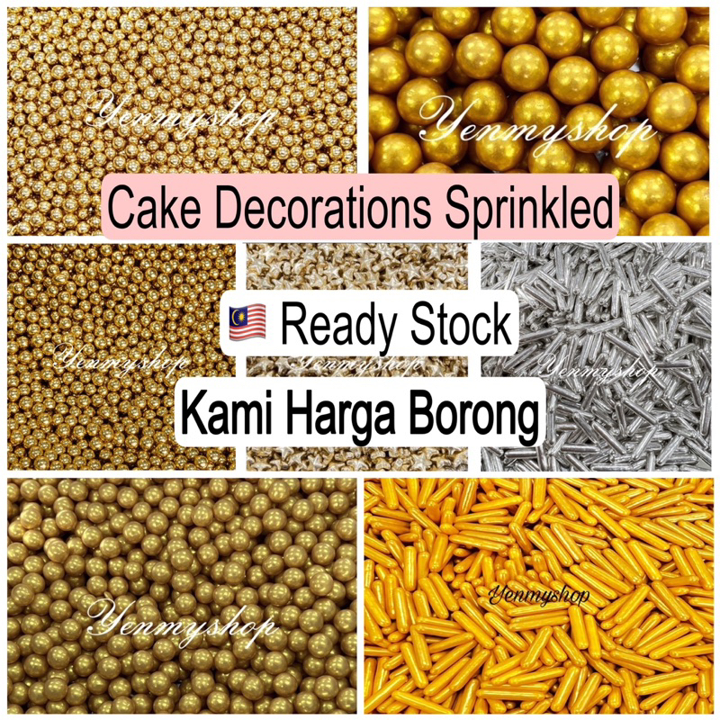 (120g) SILVER BALL PEARL SPRINKLES EDIBLE/GOLD SUGAR PEARL BALL ...