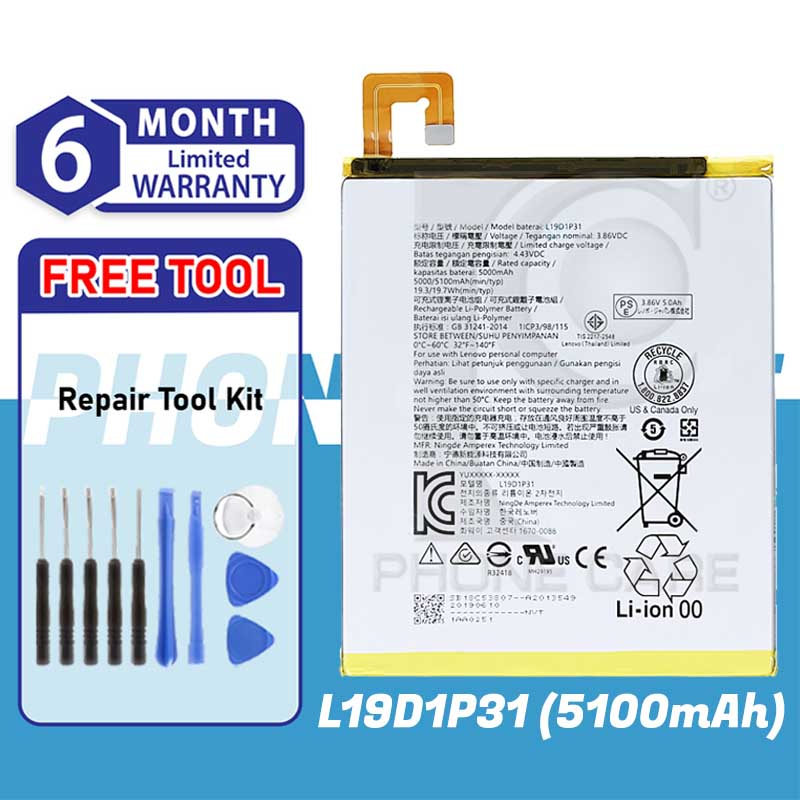 Battery Bateri L19D1P31 For LENOVO TAB M8 TB 8505 (5100 mAh) | Shopee ...