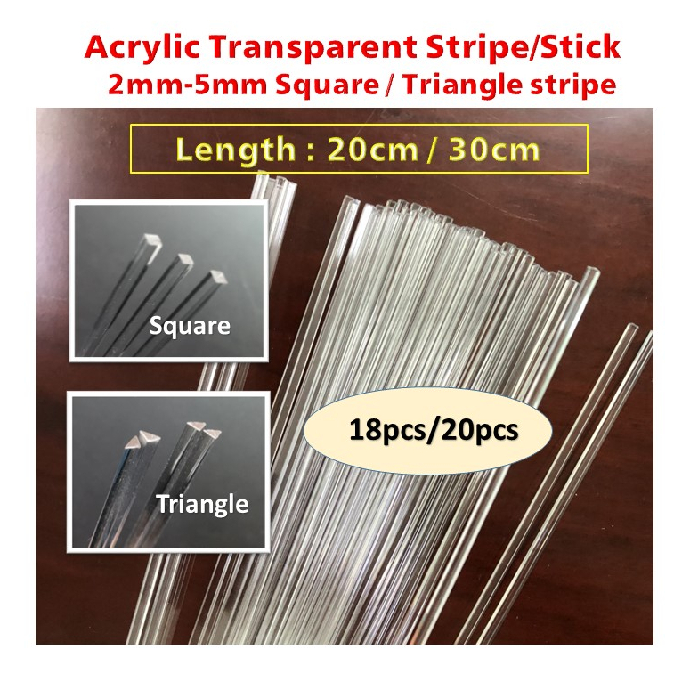Acrylic strip stick bar- Length 20cm/30cm -Square/Triangle stick-cake ...