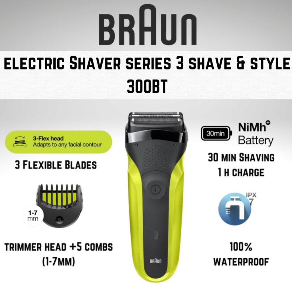 BRAUN Electric Shaver Series 3 Shave & Style 300BT Shaver with Trimmer ...