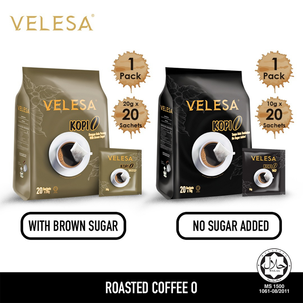 Velesa Kopi-o Kosong/Brown Sugar Added Roasted Coffee O (10g/20g x 20 ...