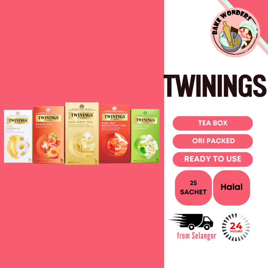 (BOX) Twinings Tea Bags/ Twinning Tea Sachet/Twinnings English Tea/ Peach Tea/ Green Tea/ Mango ...
