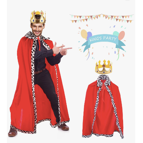 Luxury King Cape 1.2M Crown Set Prince Adults Velvet Long Cloak ...
