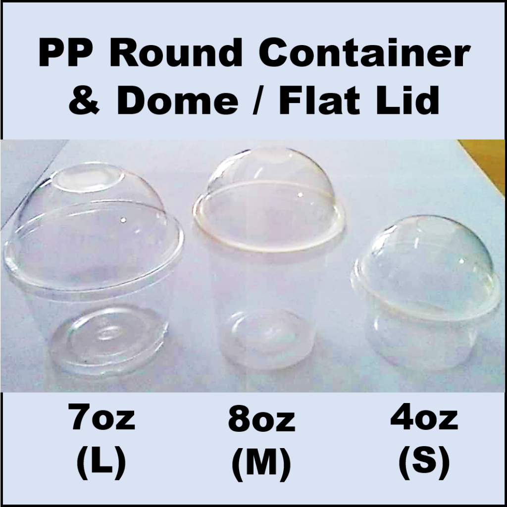100pcs - PP Clear Round Container with Dome/ Flat Lid 4oz 7oz 8oz Ice ...