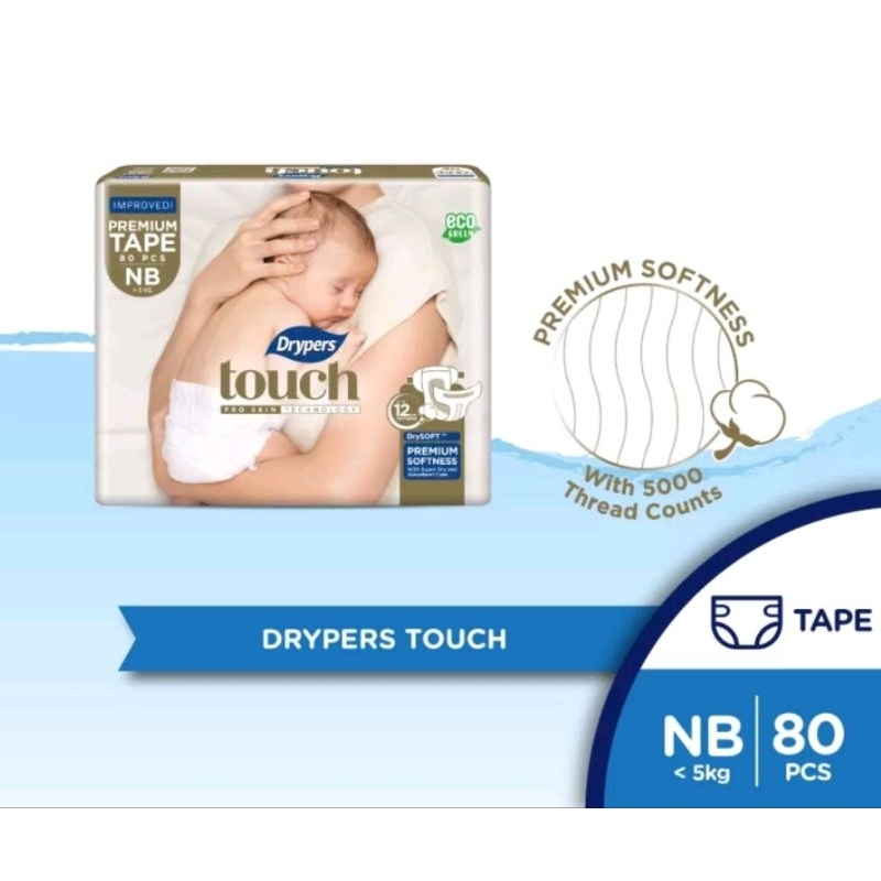 Drypers touch New Born - 80 pcs (New Packaging) | Shopee Singapore