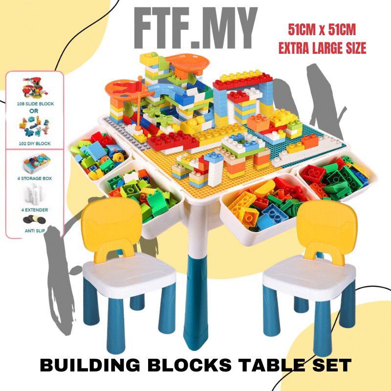 EXTRA LARGE Kids MultiFunction Building Blocks Table Learning Desk ...