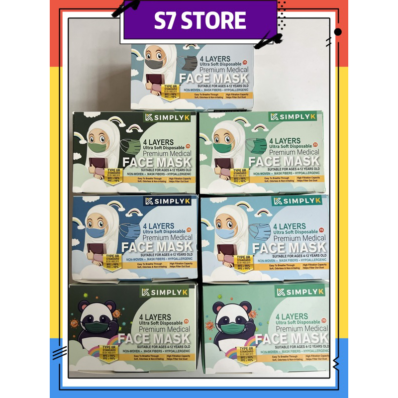 SIMPLY K 4PLY KID MEDICAL HEADLOOP FACE MASK 50PCS | Shopee Singapore