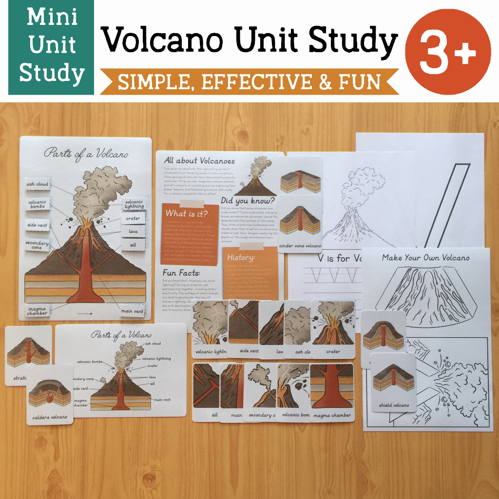 Volcano Unit Study - Parts of a Volcano - Volcano Craft - Homeschool ...