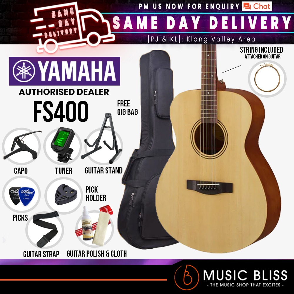Yamaha FS400 Acoustic Guitar - Natural Satin / Smoky Black (FS-400) | Shopee Singapore