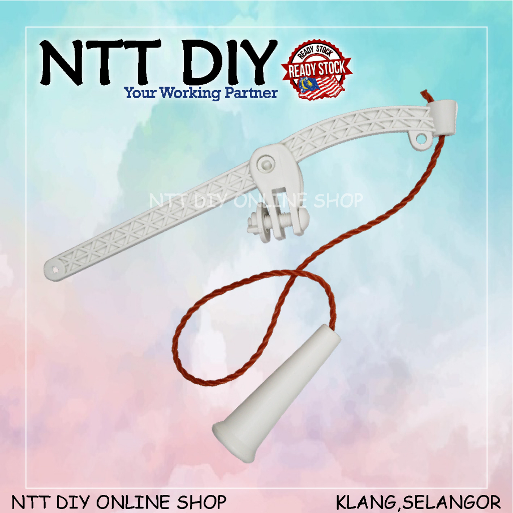 NTT DIY Toilet Cistern Handle Water Flush Handle Arm with Nylon Rope ...