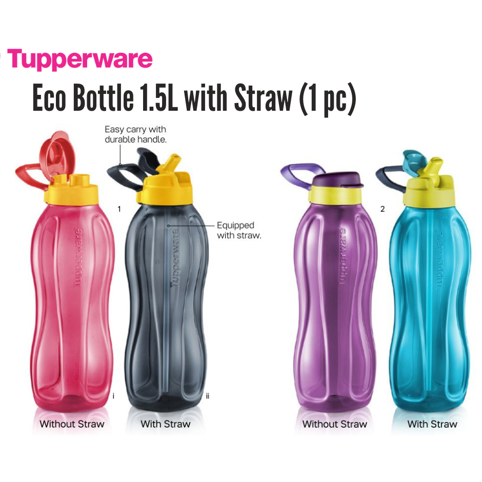 Tupperware Eco Bottle 1.5L with Straw and Free Handle Botol Air Besar ...