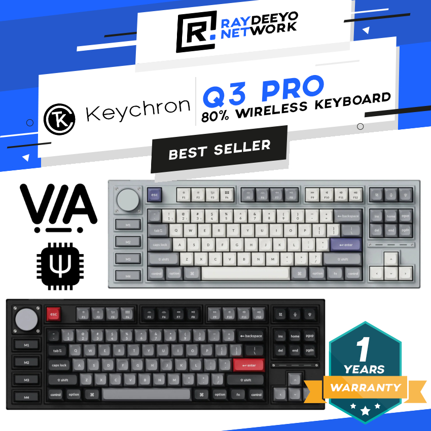 Keychron Q3 Pro Wireless Custom Mechanical Keyboard [80% Layout/QMK/VIA ...