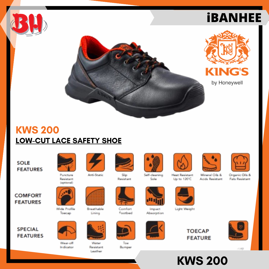 [iBANHEE] KING'S SAFETY SHOES KWS 200 COMFORT RANGE LOW-CUT LACE SAFETY ...