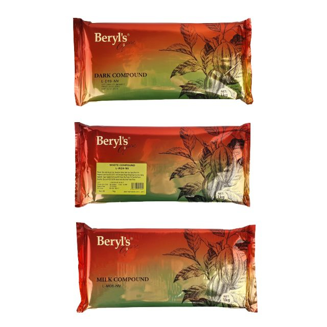 BERYL'S CHOCOLATE COMPOUND BAR 1KG ( DARK, MILK & WHITE ) | Shopee ...