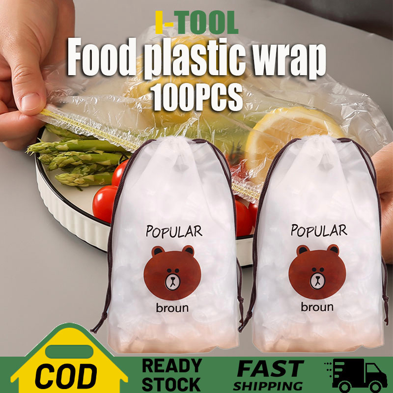 100pcs Disposable Food Plastic Wrap Food Grade Free Size Food Cover ...