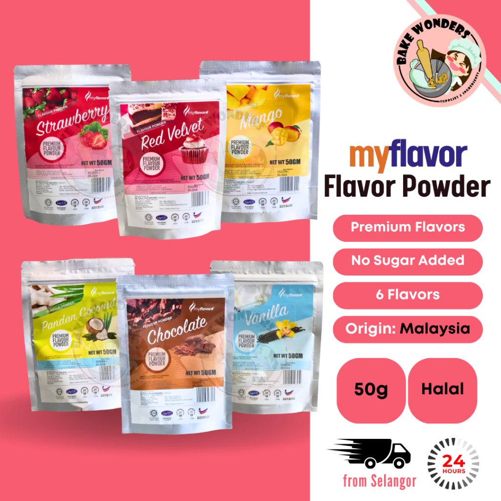 Myflavor Flavour Powder 50G, Strawberry, Chocolate, Mango, Pandan ...