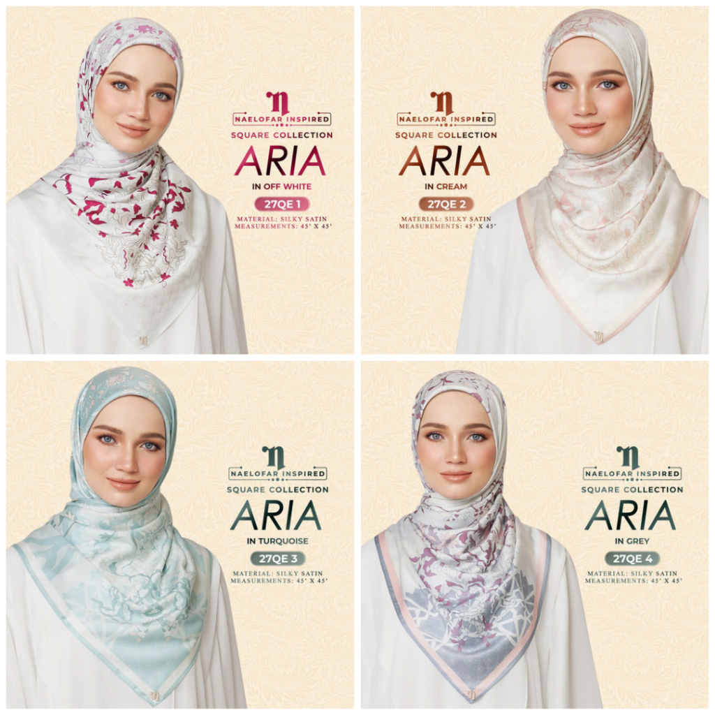in Hand Premium Quality Tudung Naelofar Square Bawal Printed Satin Silk ...