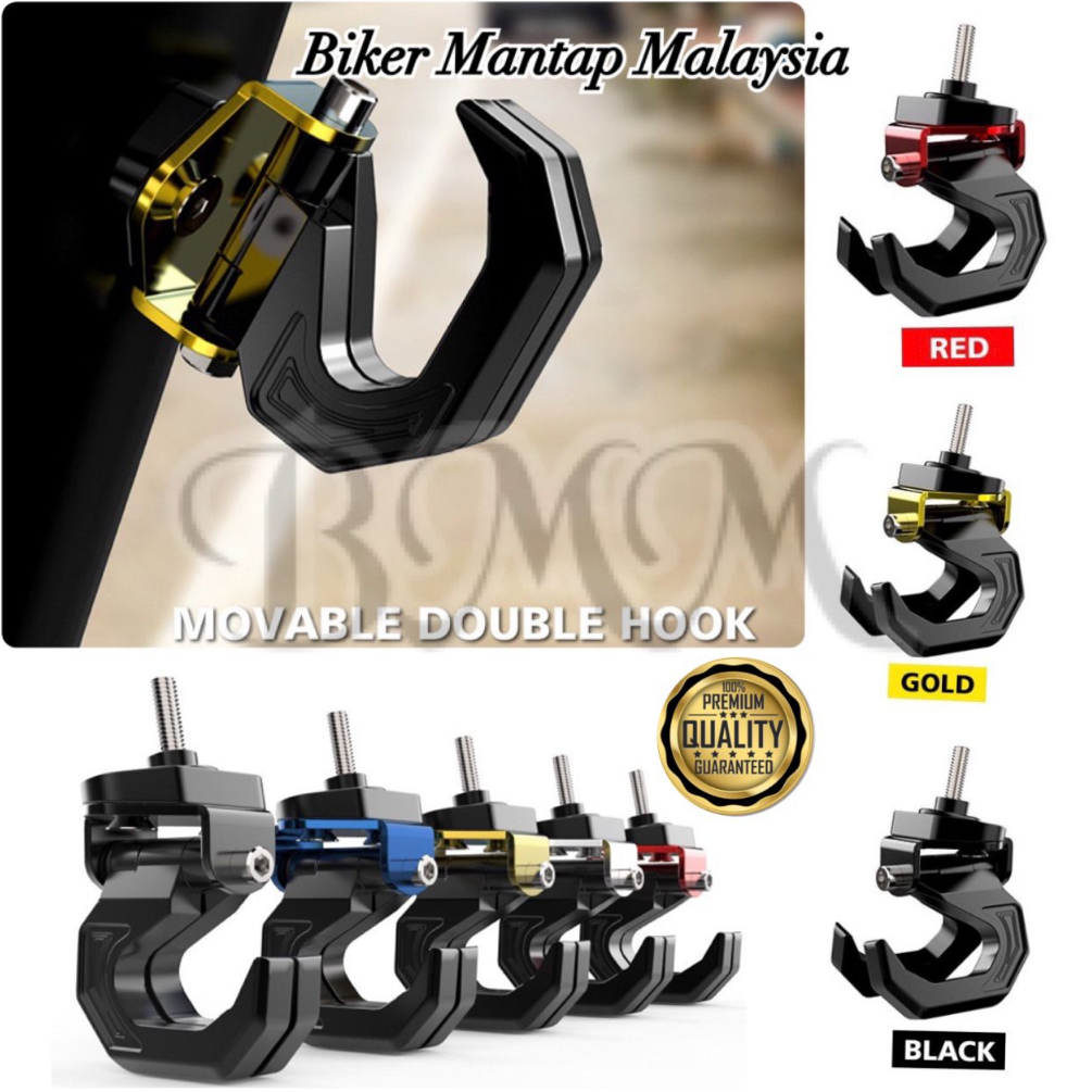 BikerMantap Universal Double Hook Hanger Motorcycle Helmet Holder ...