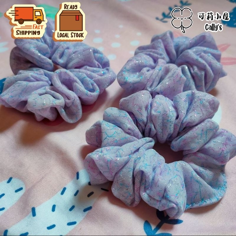 Handmade Purple Galaxy Scrunchie for Teens Students Ladies 紫色星空低调闪亮手工手作 ...