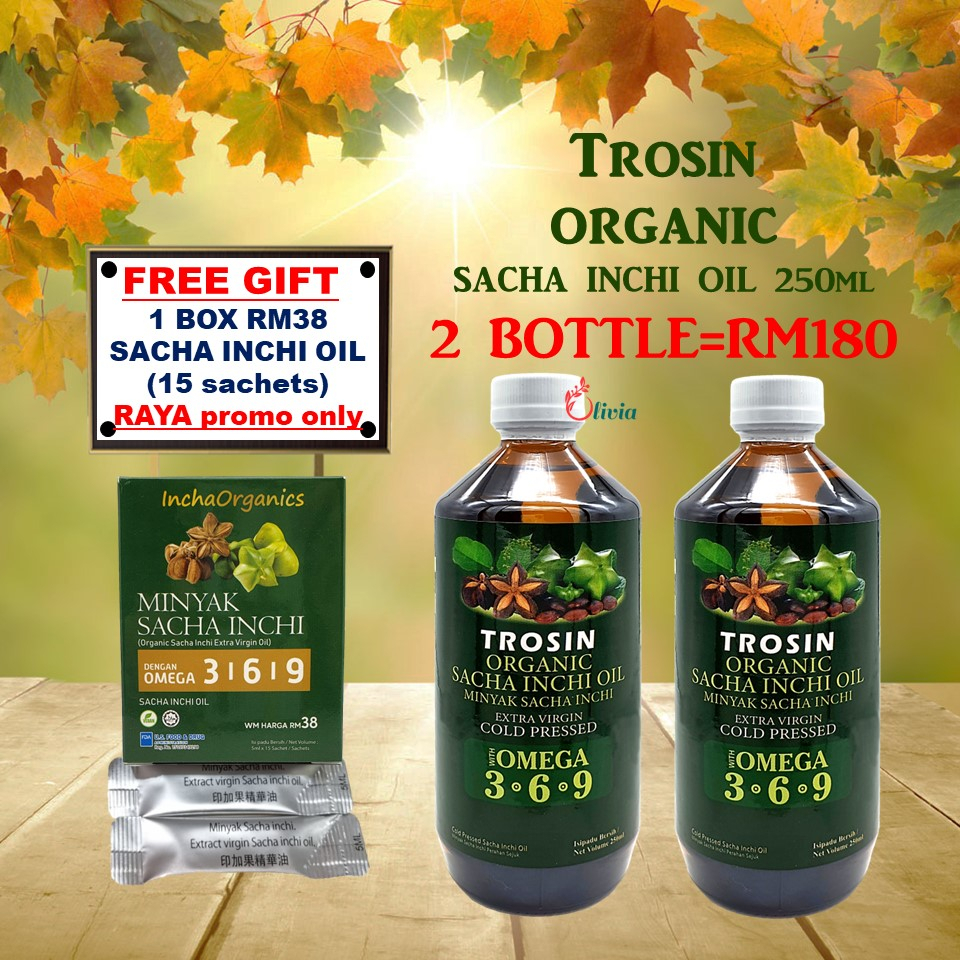 Sacha Inchi Oil TROSIN Organic 250ML (FREE GITF 1BOX RM38 SACHA INCHI ...