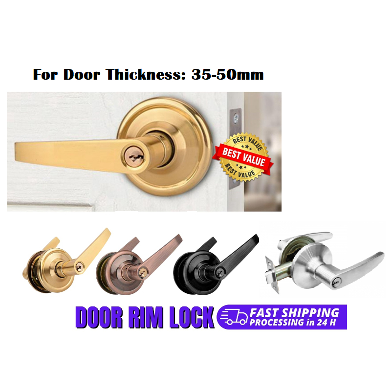 Tubular Lever Cylindrical Cylinder Door Lock Tombol Pintu Bilik Rumah ...