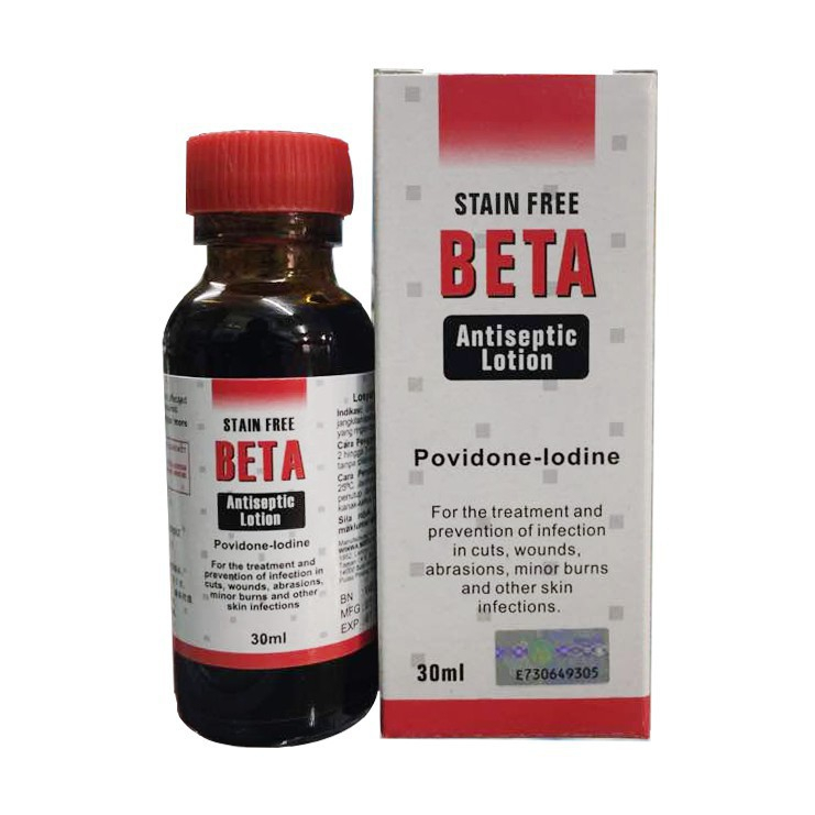 BETA ANTISEPTIC LOTION 30ML~STAIN FREE POVIDONE-IODINE for treatment ...