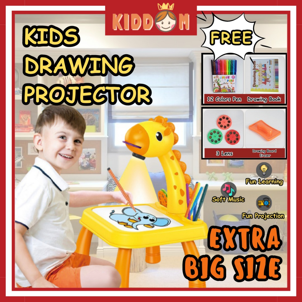 KIDDOM Giraffe Projector Kids Drawing Projector Drawing Board Meja ...