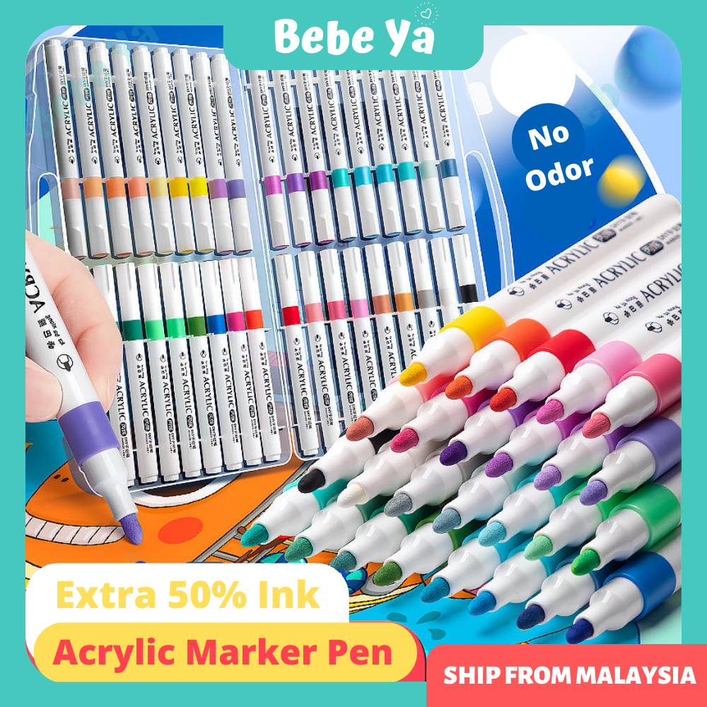 Acrylic Paint Marker Pen (24/36 Colour) - Waterproof Markerpen Kids ...
