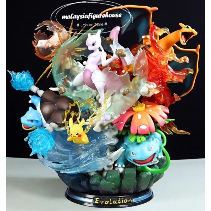 40cm POKEMON MFC MEWTWO CHARIZARD SQUIRTLE BULBASAUR FIGURE STATUE ...