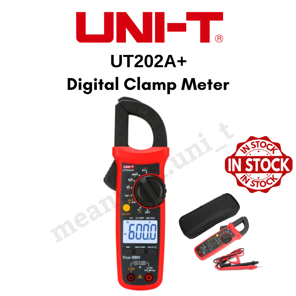 UNI-T UT202A+ Digital Clamp Meter 600V Voltage AC Current 600A amp ...