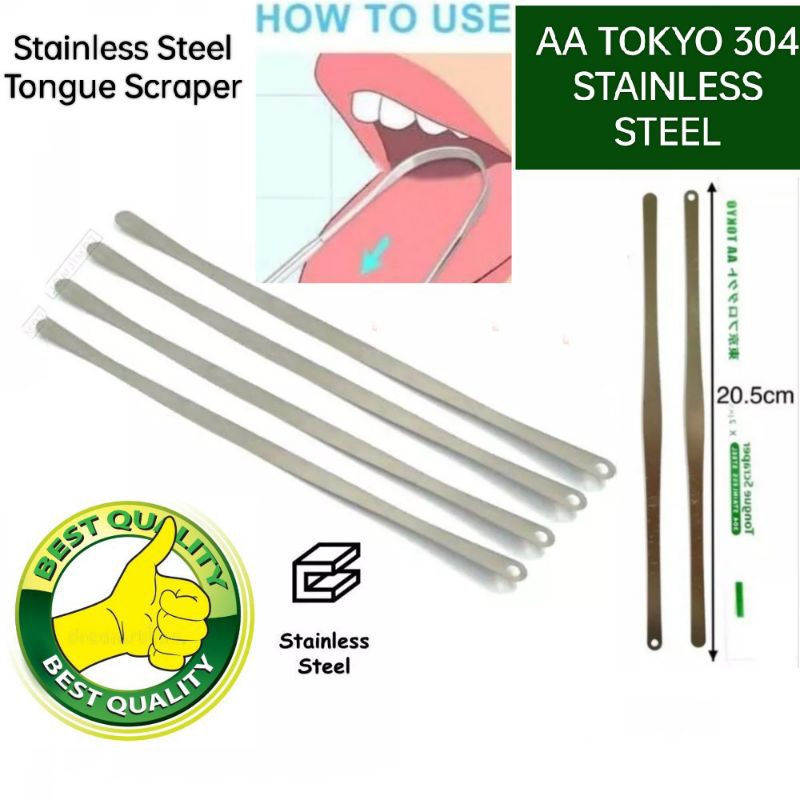Tongue scraper Pengikis lidah 304 Stainless Steel Remove Bad Breath ...