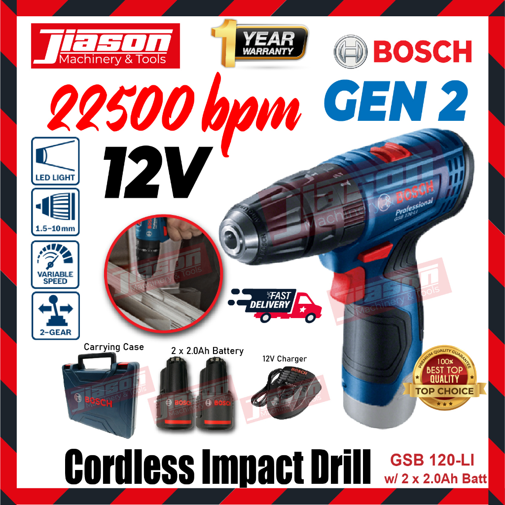 BOSCH GSB 120-LI /GSB120-LI GEN II 12V 30NM Cordless Impact Drill ...