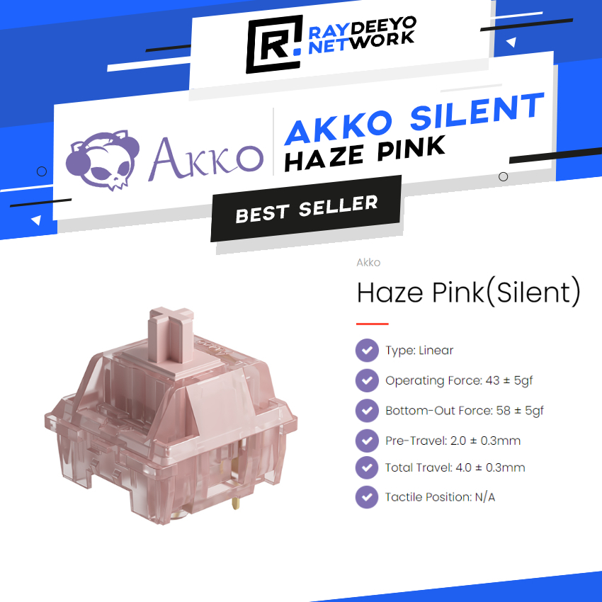 Akko Haze Pink Silent Linear Switch [Quiet Work Environment] | Shopee ...