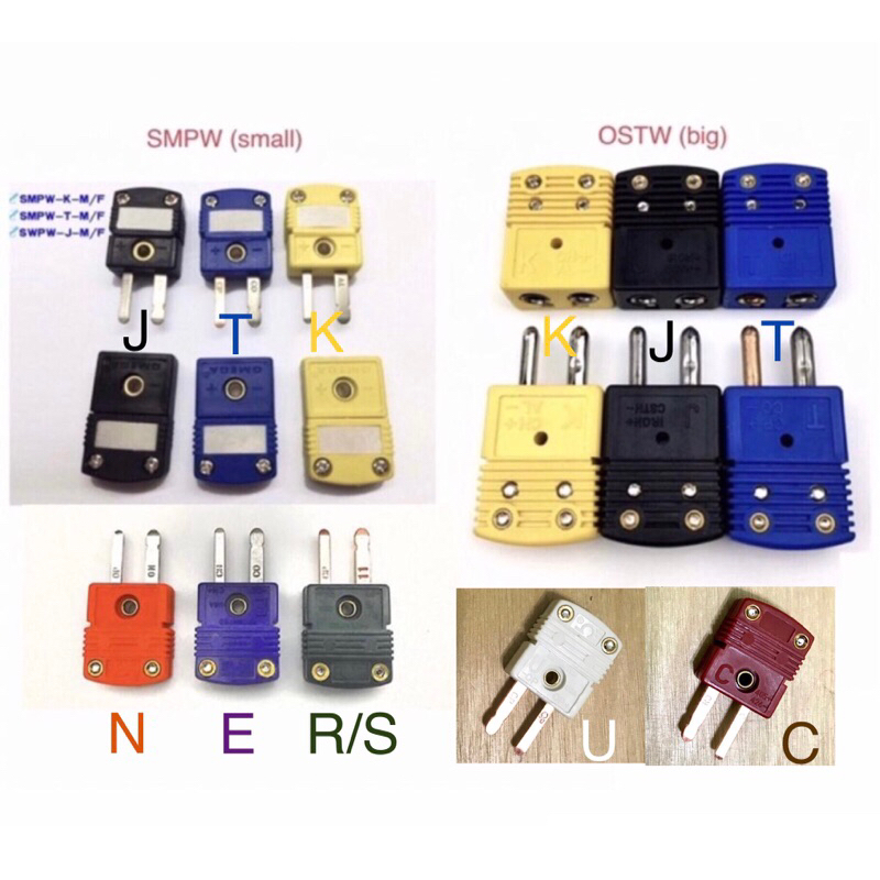 THERMOCOUPLE CONNECTOR male & female Type K/J/T/N/E/U/C/R/S | Shopee ...