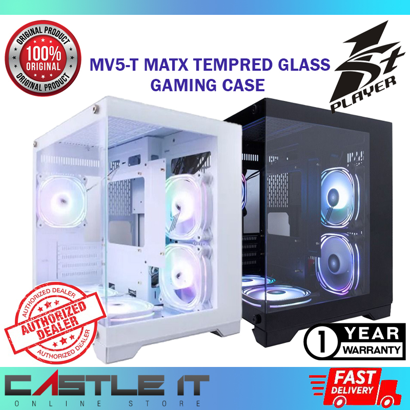 1st Player MV5-TP Micro-ATX MATX Tempered Glass Transparent Gaming ...