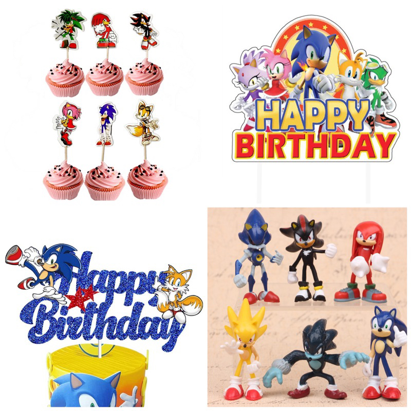 6pieces Super Sonic Cake Toppers figures Kek Super Sonic decorations ...
