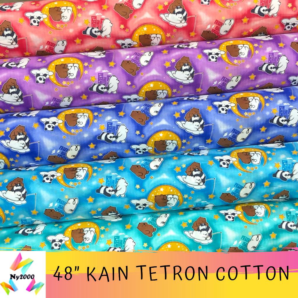 Kain Tetron Cotton TC (Polyester + Cotton) Corak Kartun Beruang (Bidang ...