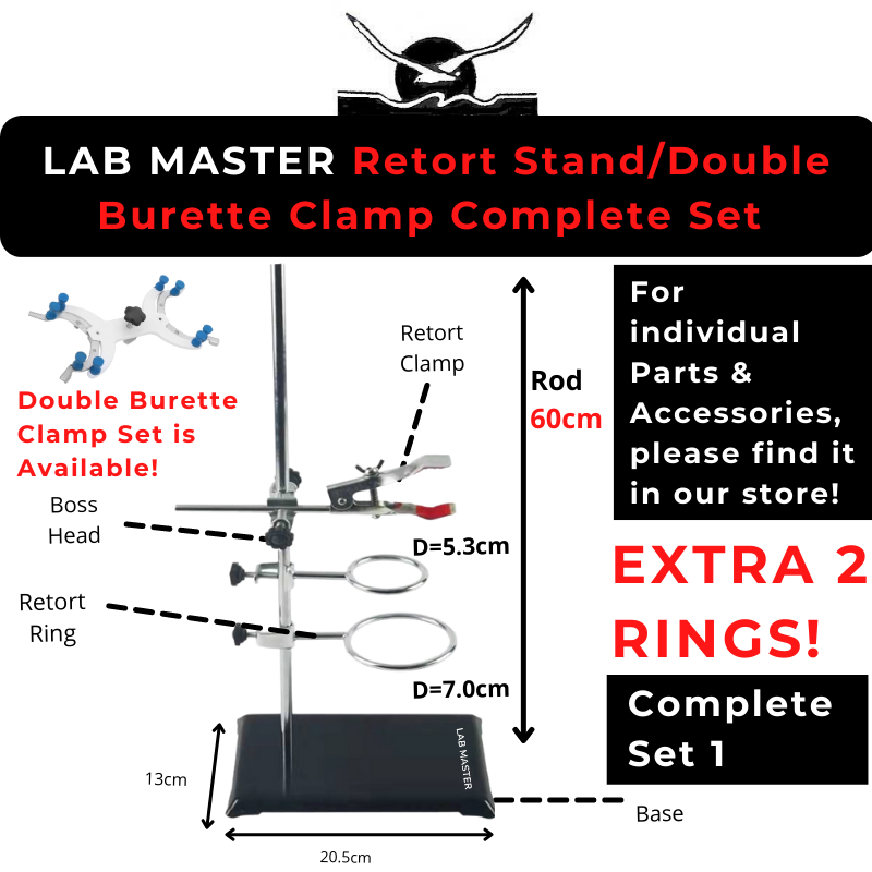 LAB MASTER/MAS H=60cm Retort Stand Complete Set with Parts (Boss head ...