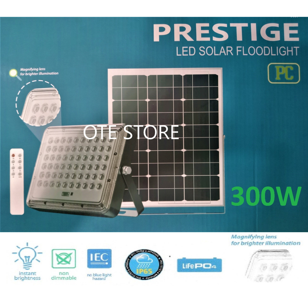 PRESTIGE PLS-PC300 300W PC LED SOLAR FLOODLIGHT (DAYLIGHT 6500K ...